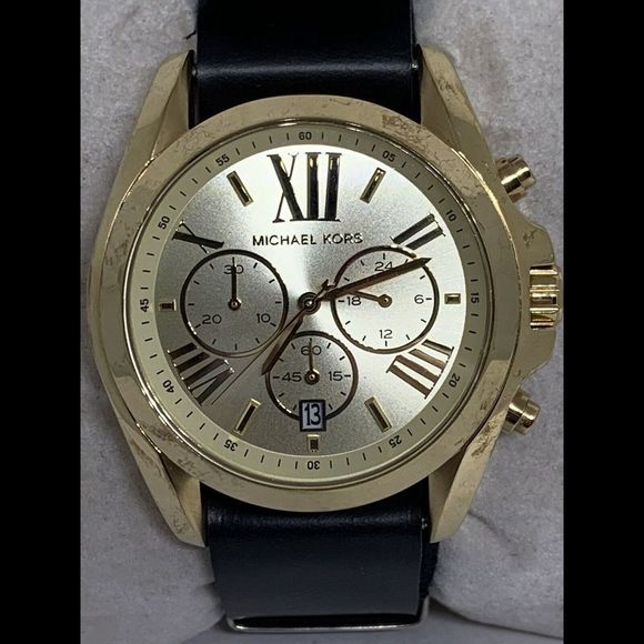 Michael Kors | Jewelry | Michaelkors Mk 565 Unisex Black Leather Analog ...